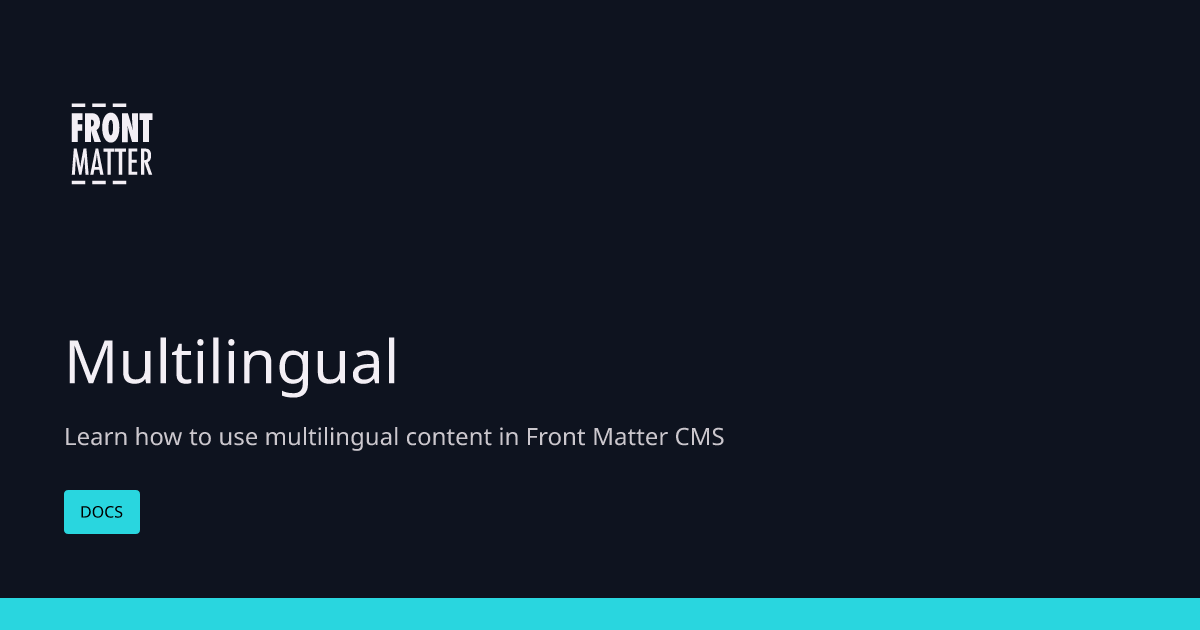 Settings overview | Front Matter